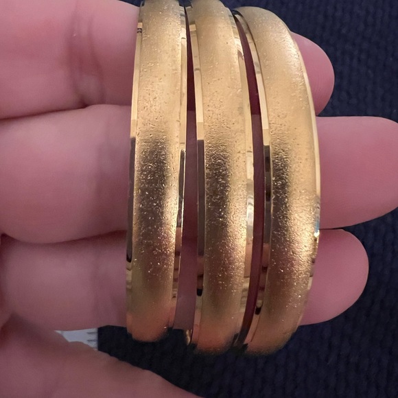 Jewelry | Brushed Gold Tone Stainless Bangles 3pc | Poshmark